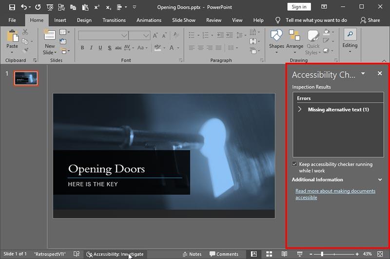 Status Bar in PowerPoint 2019 for Windows
