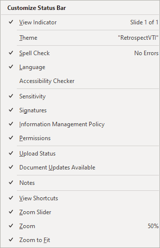 Status Bar in PowerPoint 365 for Windows