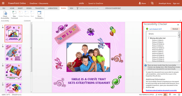 Task Pane in PowerPoint for the Web