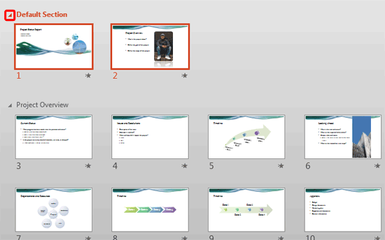 Viewing Sections in PowerPoint 2013 for Windows