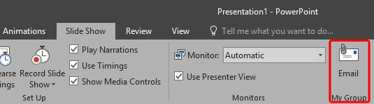 Working with Custom Groups in Ribbon Tabs in PowerPoint 2016 for Windows