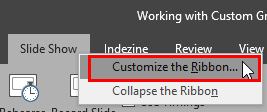 Working with Custom Groups in Ribbon Tabs in PowerPoint 2019 for Windows