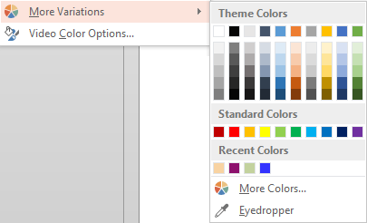 Video Recolor Options in PowerPoint 2013 for Windows
