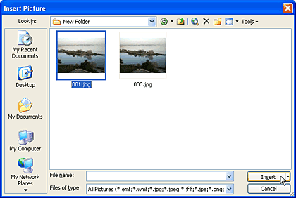 Insert Pictures in PowerPoint 2003 and 2002 for Windows