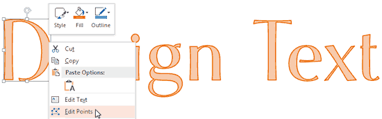 Convert Text to Shapes by Fragmenting in PowerPoint 2013 for Windows