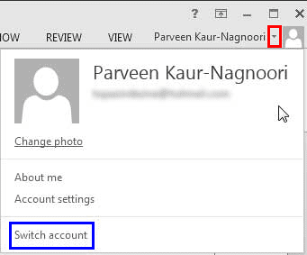 Sign and Switch Accounts in PowerPoint 2013 on Windows 7