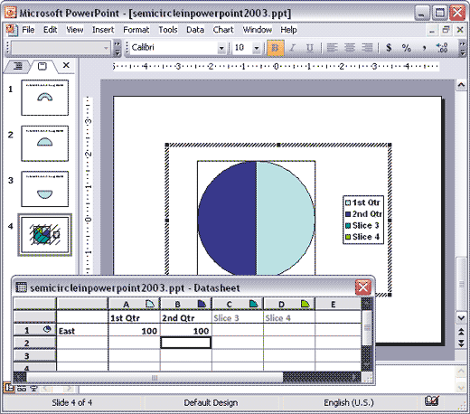 Creating Semi-Circles in PowerPoint 2003 for Windows