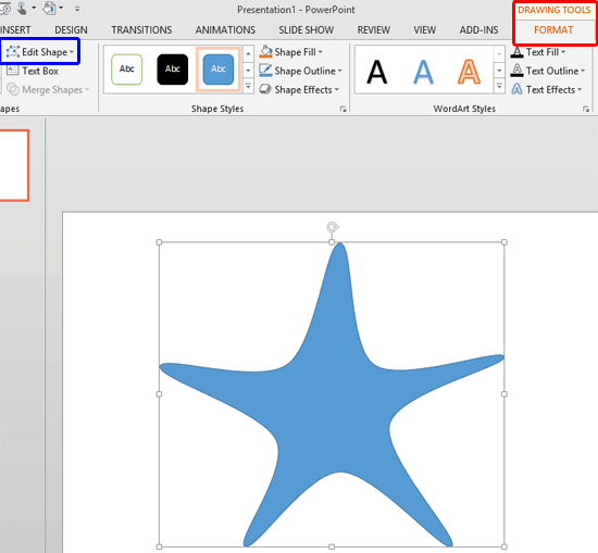 Edit Points for Shapes in PowerPoint 2013 for Windows