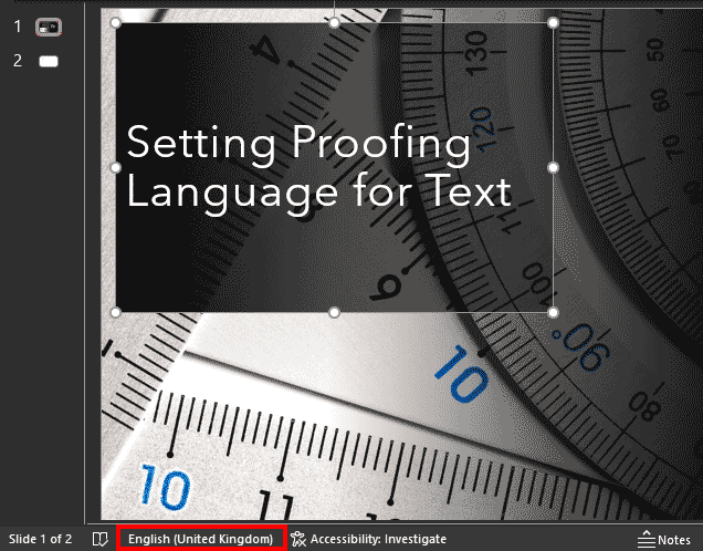 Setting Proofing Language For Text In Powerpoint 365 For Windows