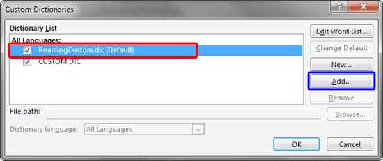 Loading And Using Custom Dictionaries In Powerpoint 2013 For Windows