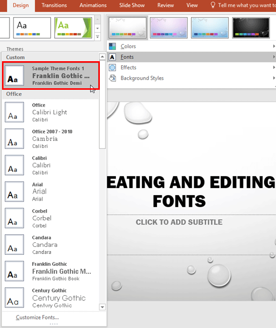 Create Custom Theme Fonts in PowerPoint 2016 for Windows Create Custom Theme Fonts in PowerPoint 2016 for Windows